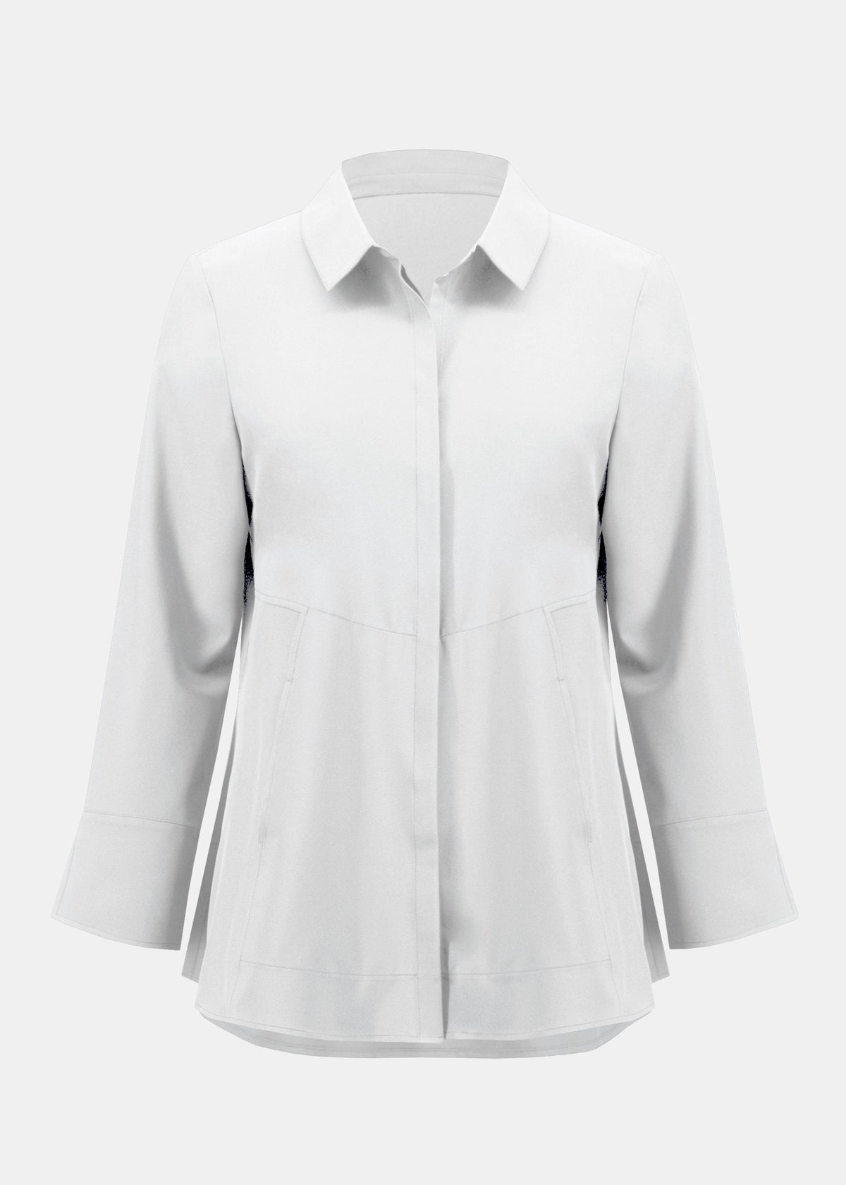 Joseph Ribkoff Stretch Long Sleeve Shirt with Pockets in White WHITE / XL